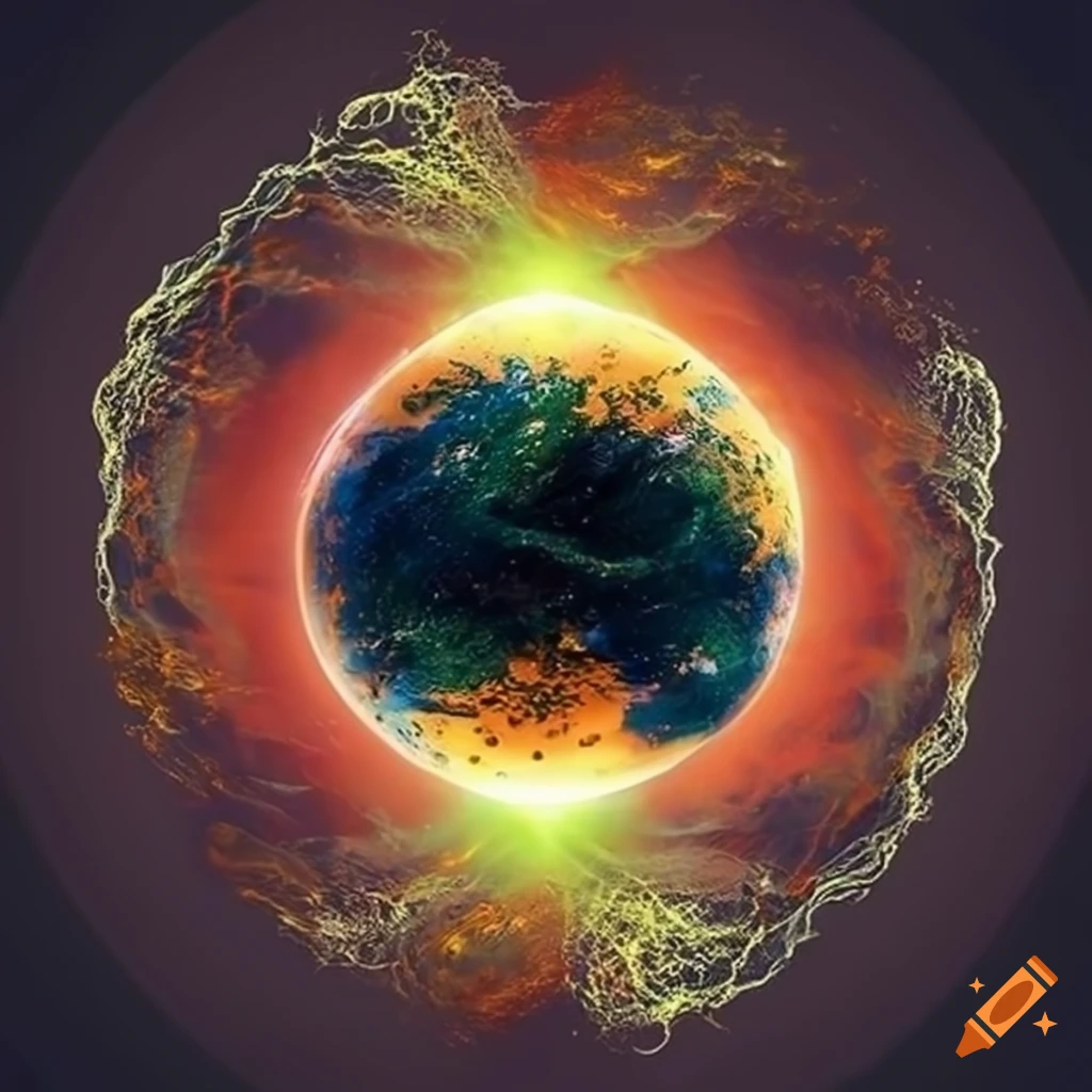 Infographic depicting fundamental forces of nature in balance on Craiyon