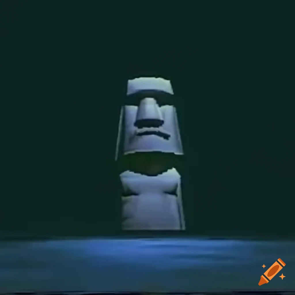 80s vhs footage of moai in mario 64 on Craiyon