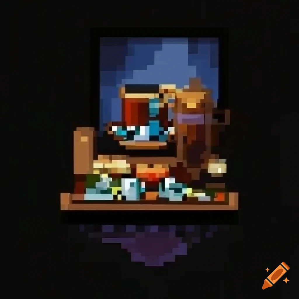 Pixel art tea ceremony set on Craiyon