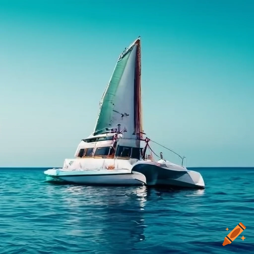 Small catamaran on the sea on Craiyon