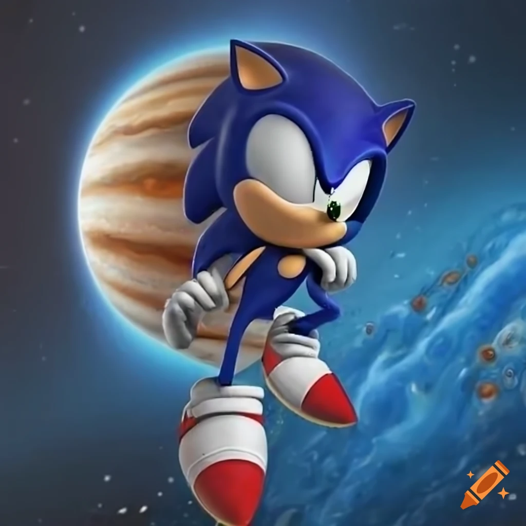 Sonic the hedgehog as an astronaut mission to jupiter on Craiyon