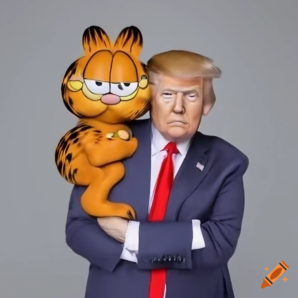 Donald trump hugging garfield the cat on Craiyon