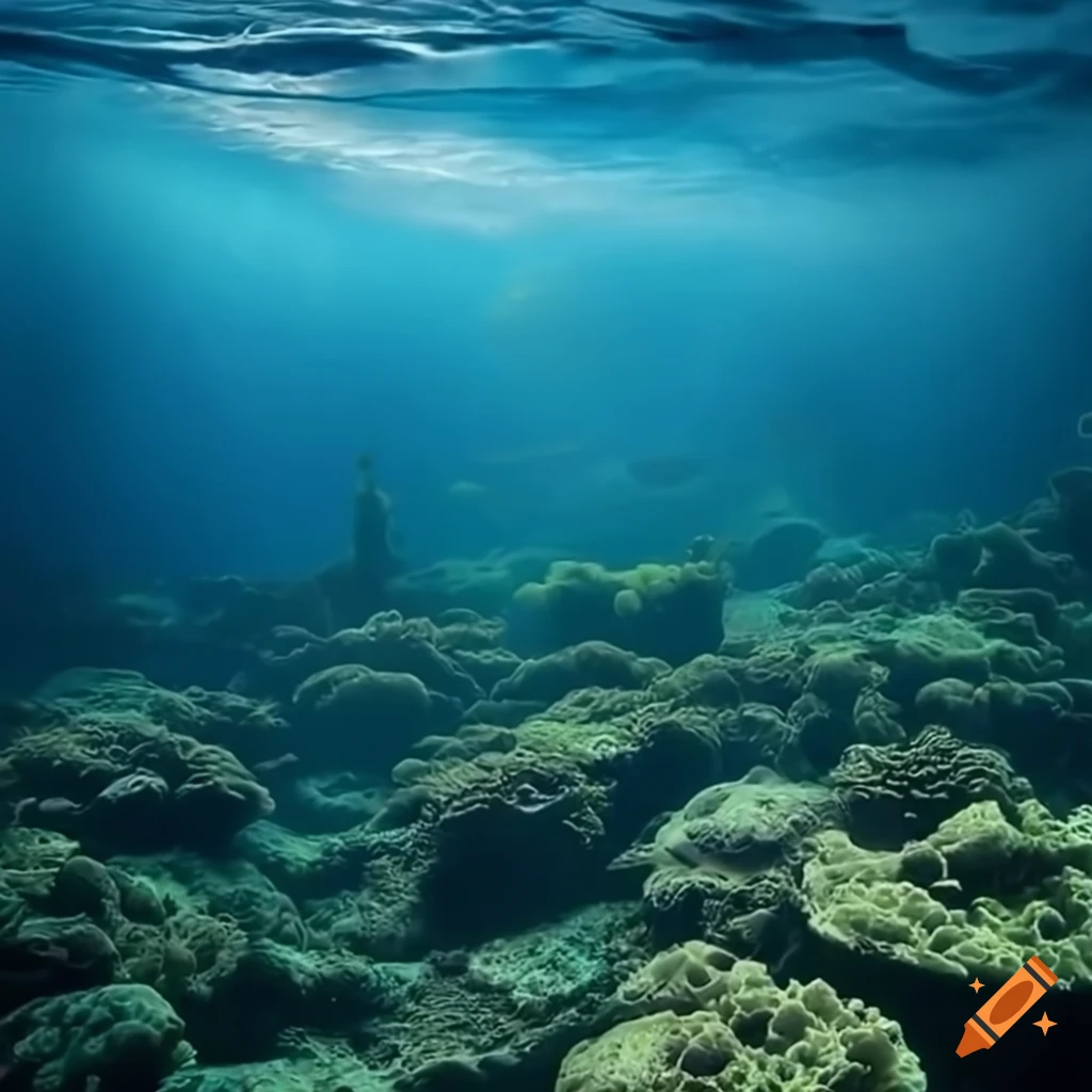 Intriguing deep underwater ocean ecosystem landscape on Craiyon