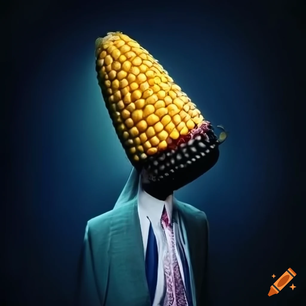 Corn cob wearing a fancy suit on Craiyon
