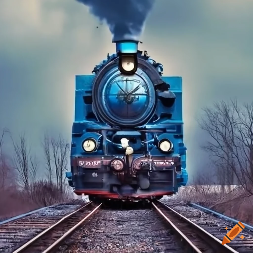 Blue modern steam locomotive on Craiyon