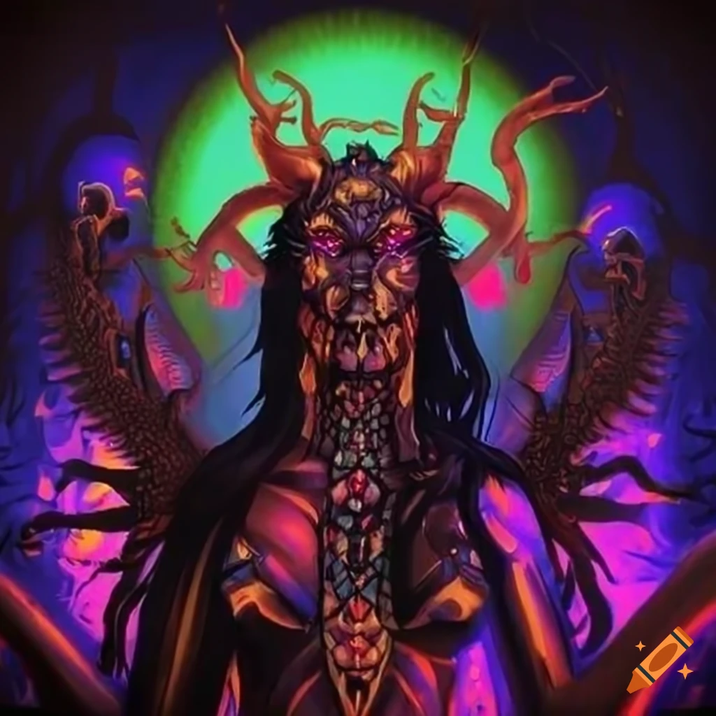 Artistic depiction of Blacklight, female god of death on Craiyon