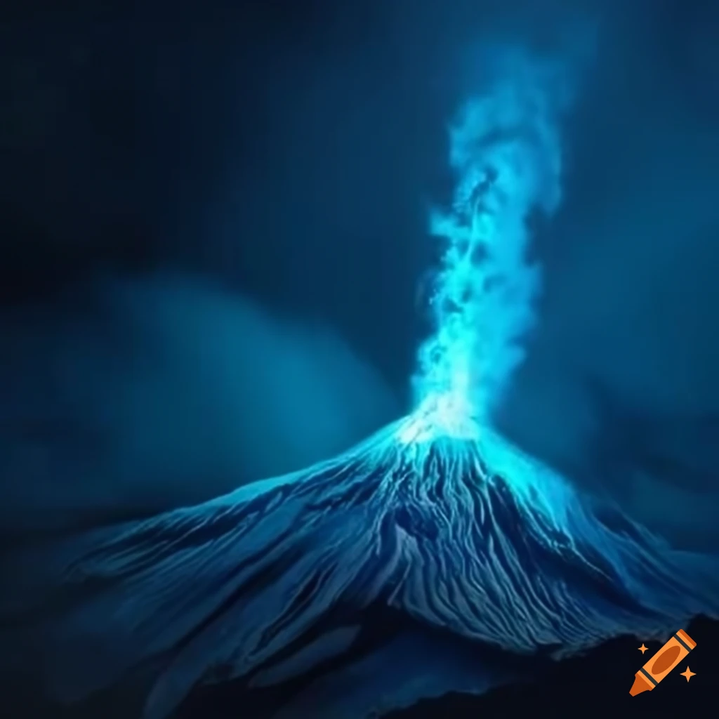 Blue volcano on Craiyon