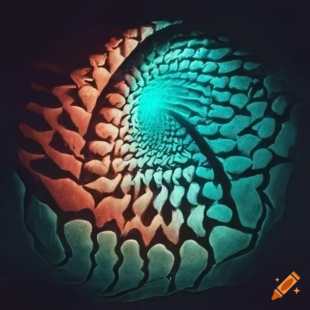 Mc escher fish and scale artwork on Craiyon