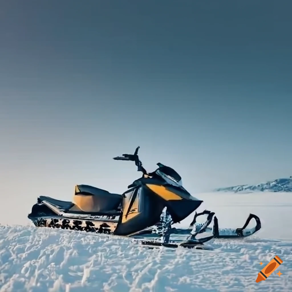 Snowmobile riding through deep snow on Craiyon