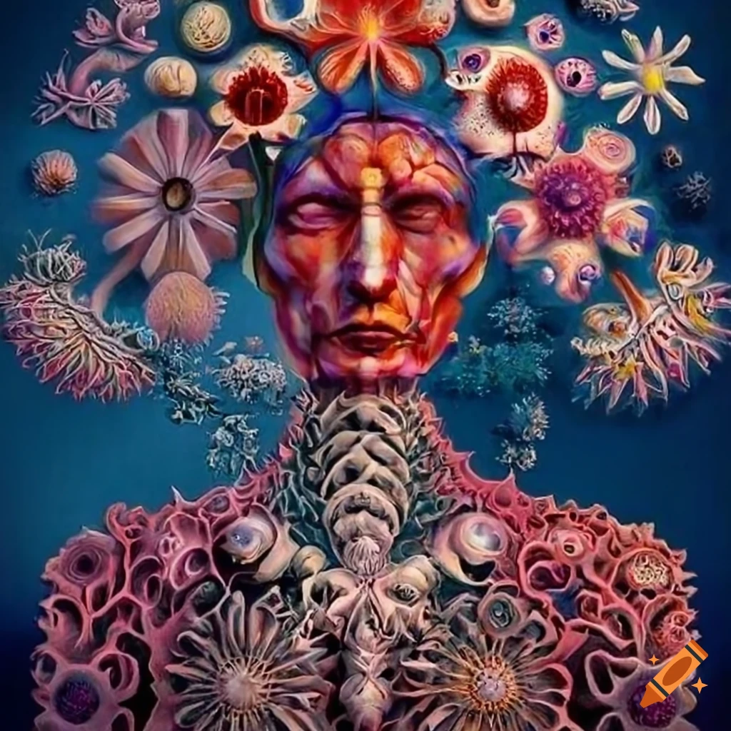 Surreal painting of human body made of flowers inspired by carel ...