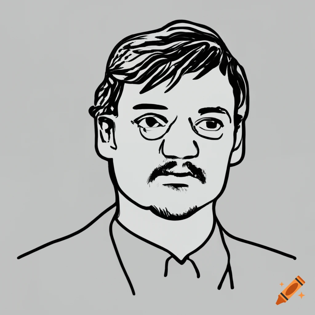 Outline of pedro pascal in single black line art on Craiyon
