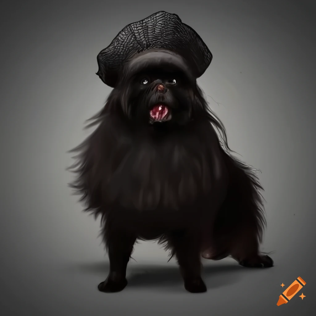 Rare horror creature bakery black Pekingese dog with chef hat infected ...