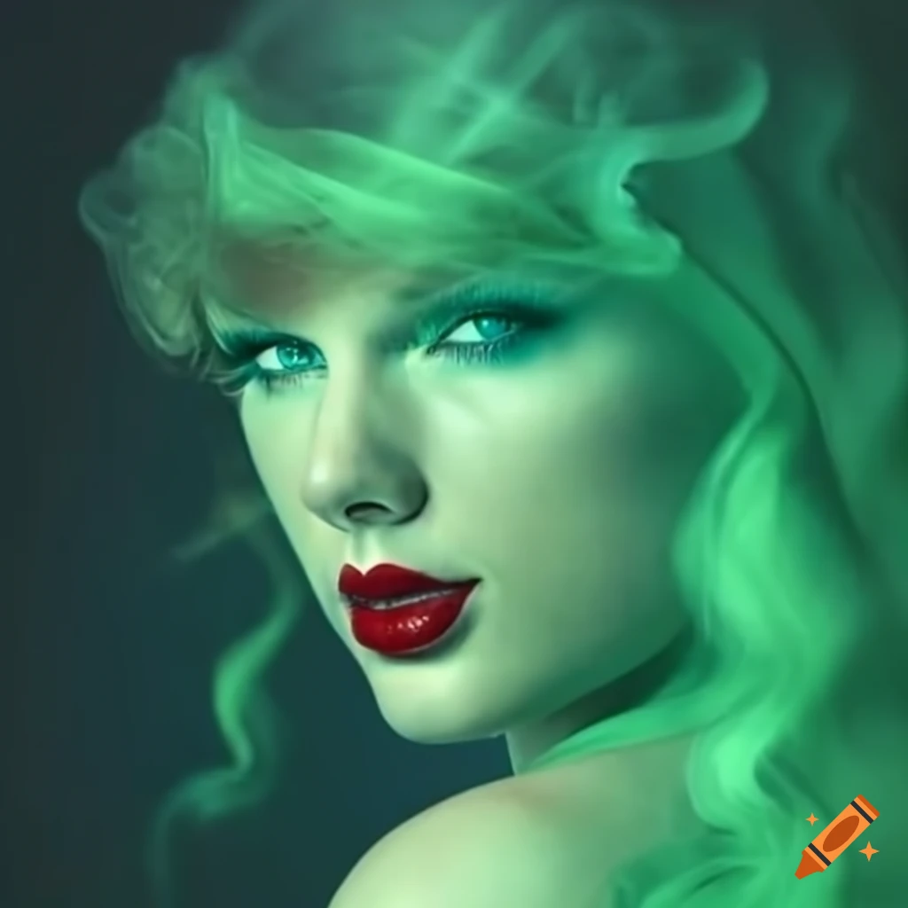Taylor swift with green smog in the background on Craiyon