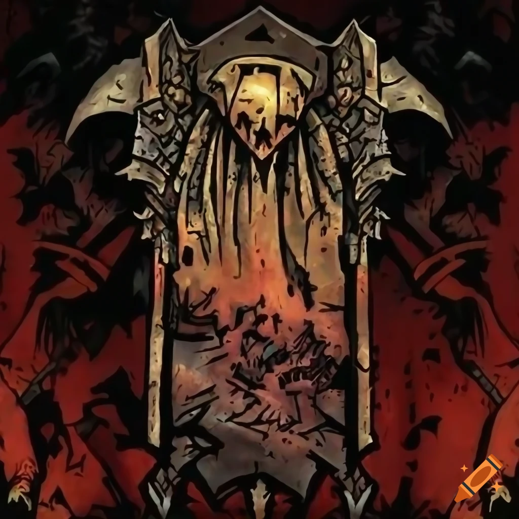 Ornate glorious war banner in the style of darkest dungeon on Craiyon