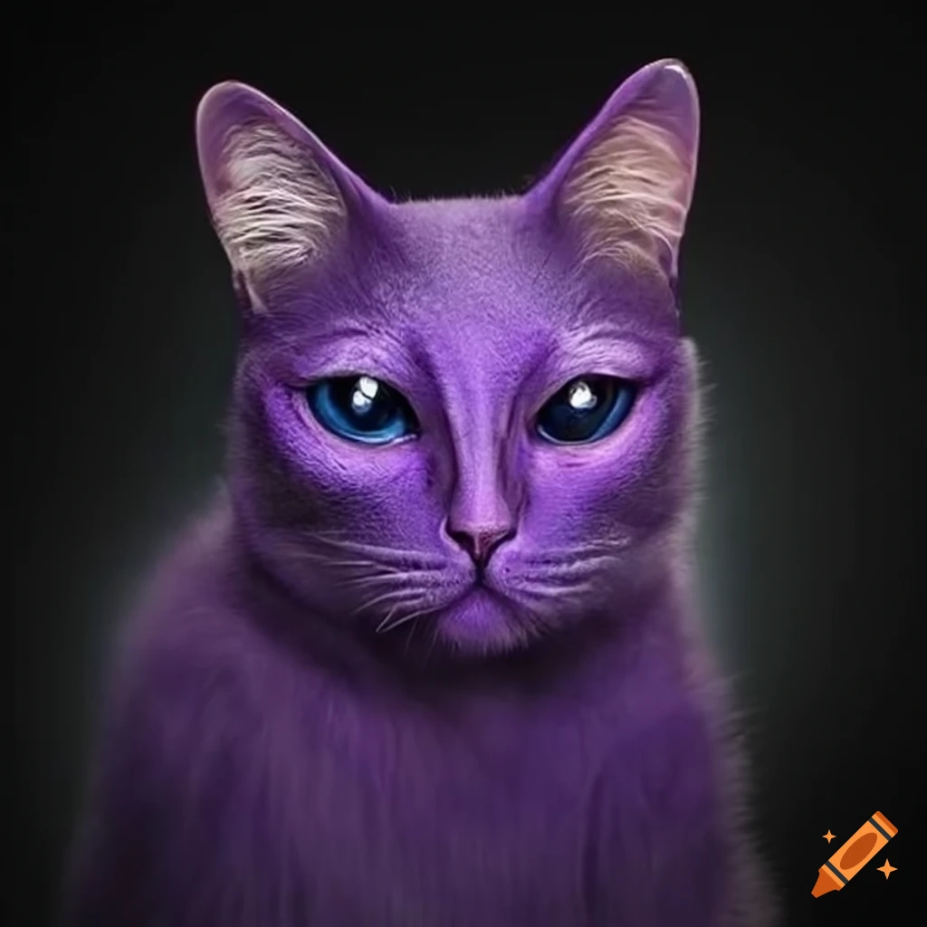Realistic photo of a purple alien cat on Craiyon