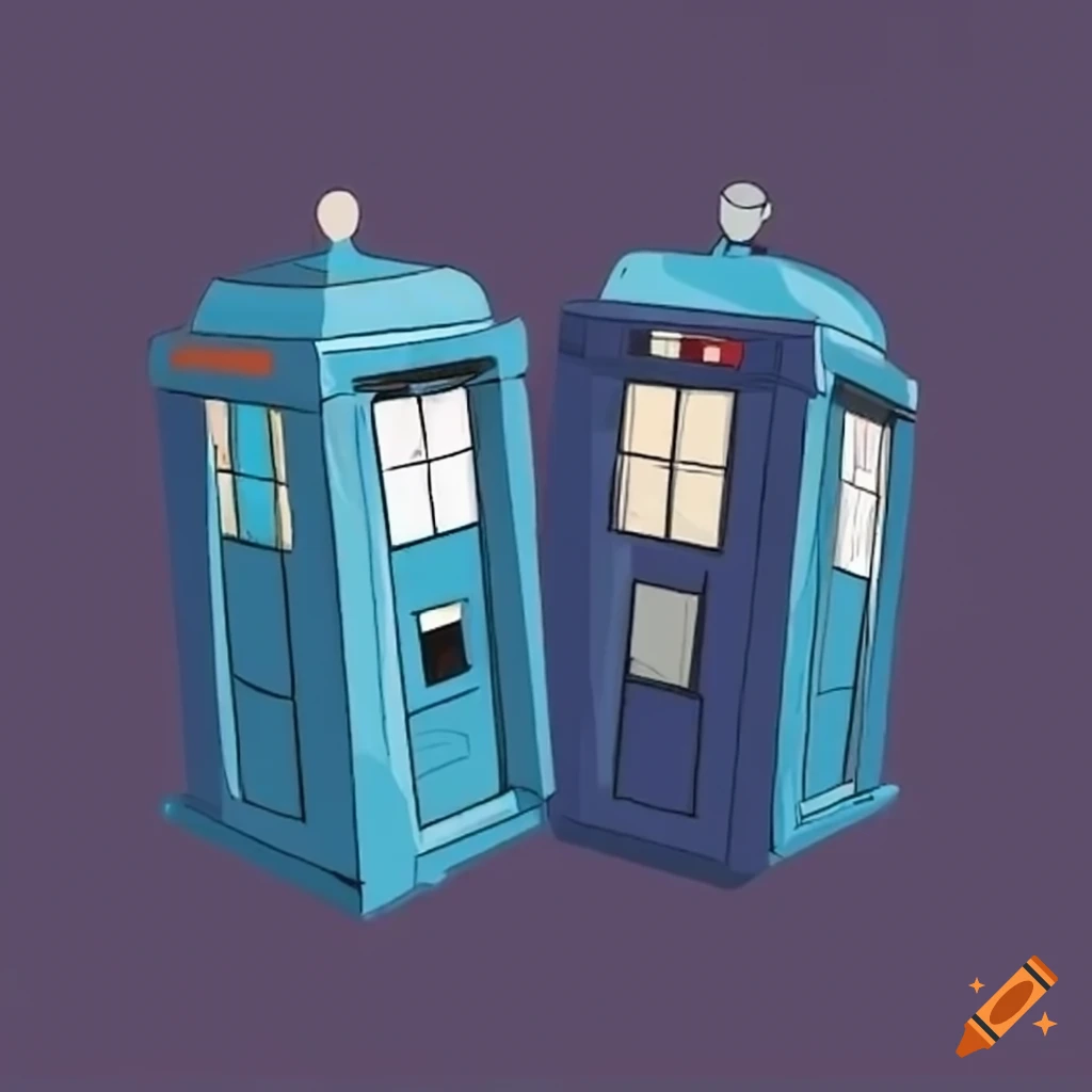 Two cartoon doctors with a tardis on Craiyon