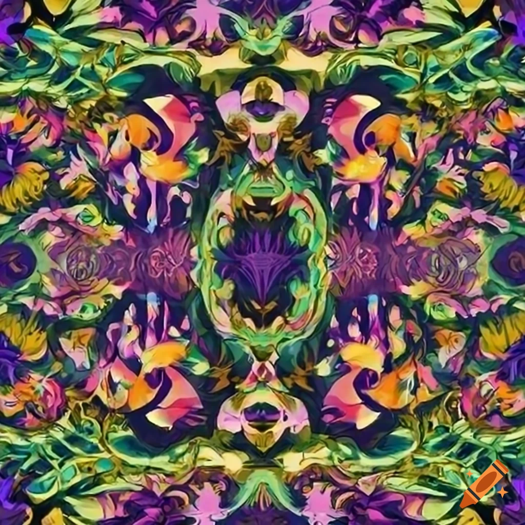 Intricate anime flower repeating pattern in art deco style on Craiyon