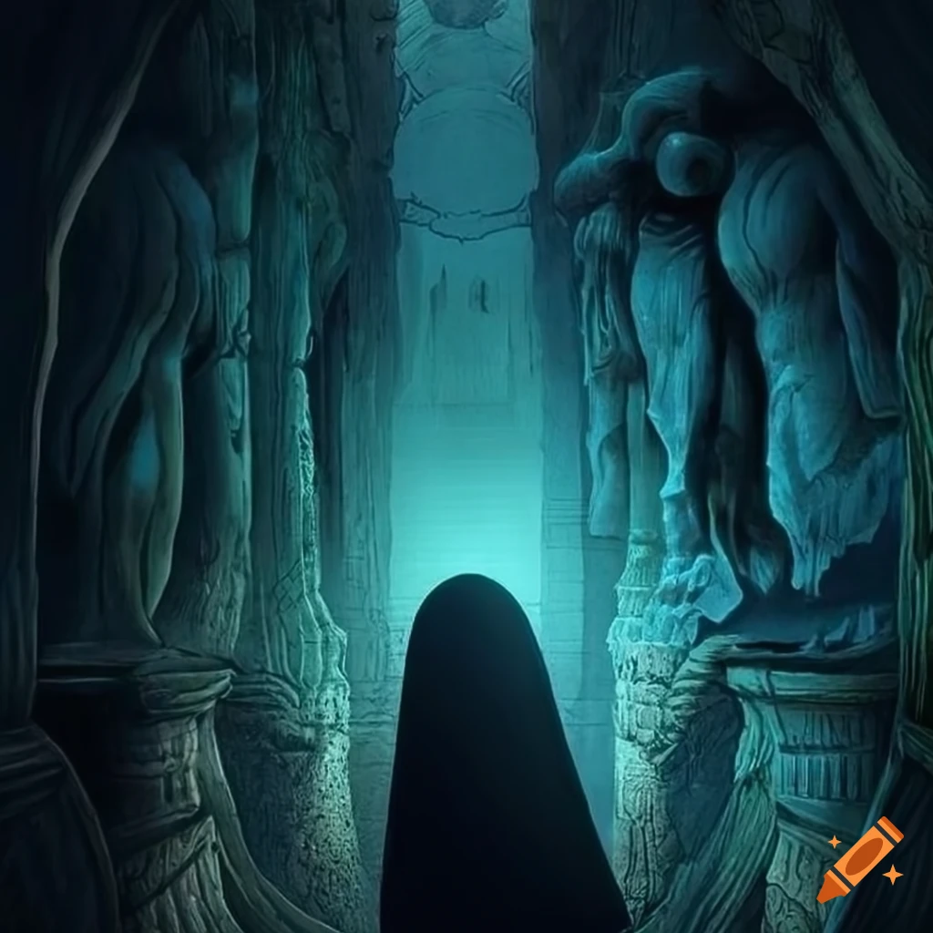 Graphic novel wall piece depicting ancient portals with stunning ...