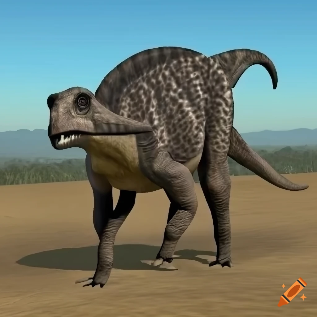 Brown and grey hadrosaurus dinosaur with a tapir-like color pattern in ...