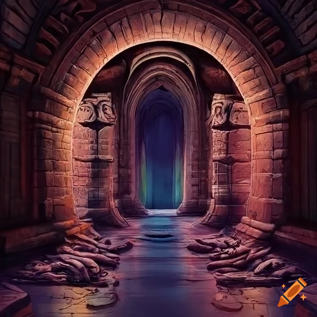 Graphic novel wall piece depicting ancient portals with stunning ...