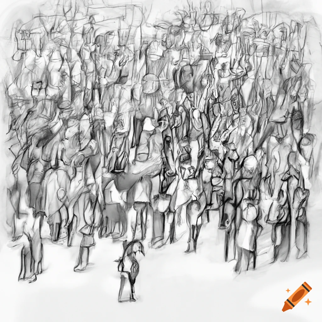 Illustration of a crowd of stick figures on Craiyon