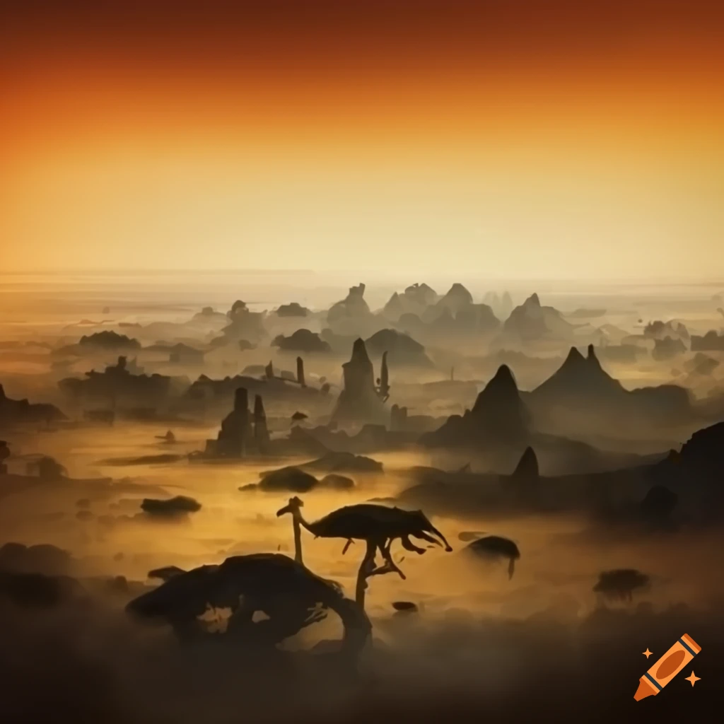 African medieval fantasy landscape on Craiyon