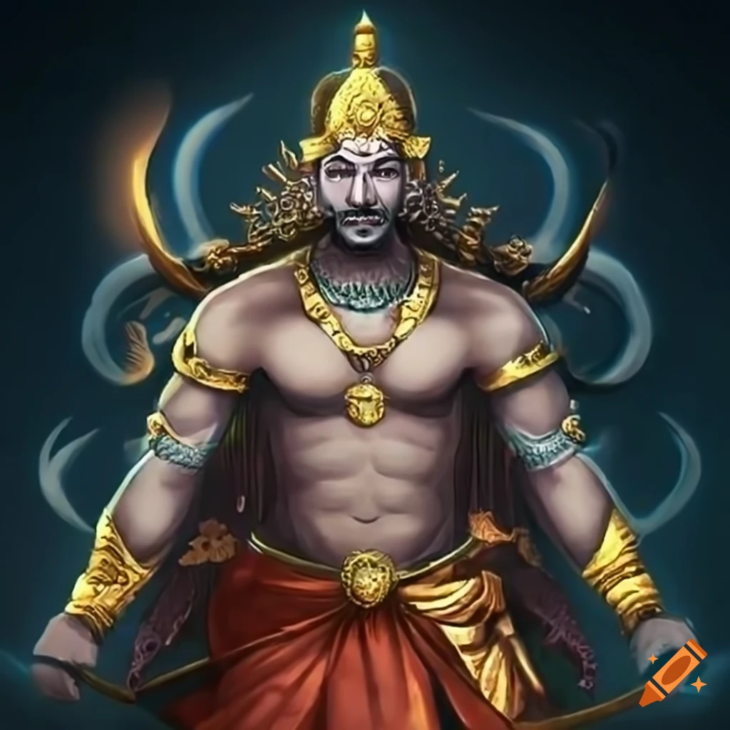 Artistic depiction of an ancient Hindu warrior king in anime style on ...