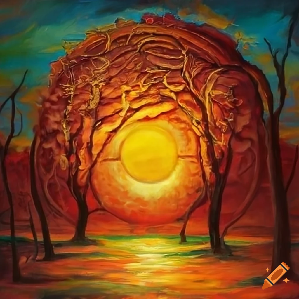 Realistic painting of the sun on Craiyon