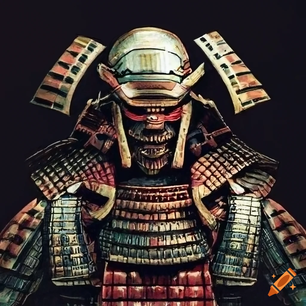 Samurai robot art cover on Craiyon