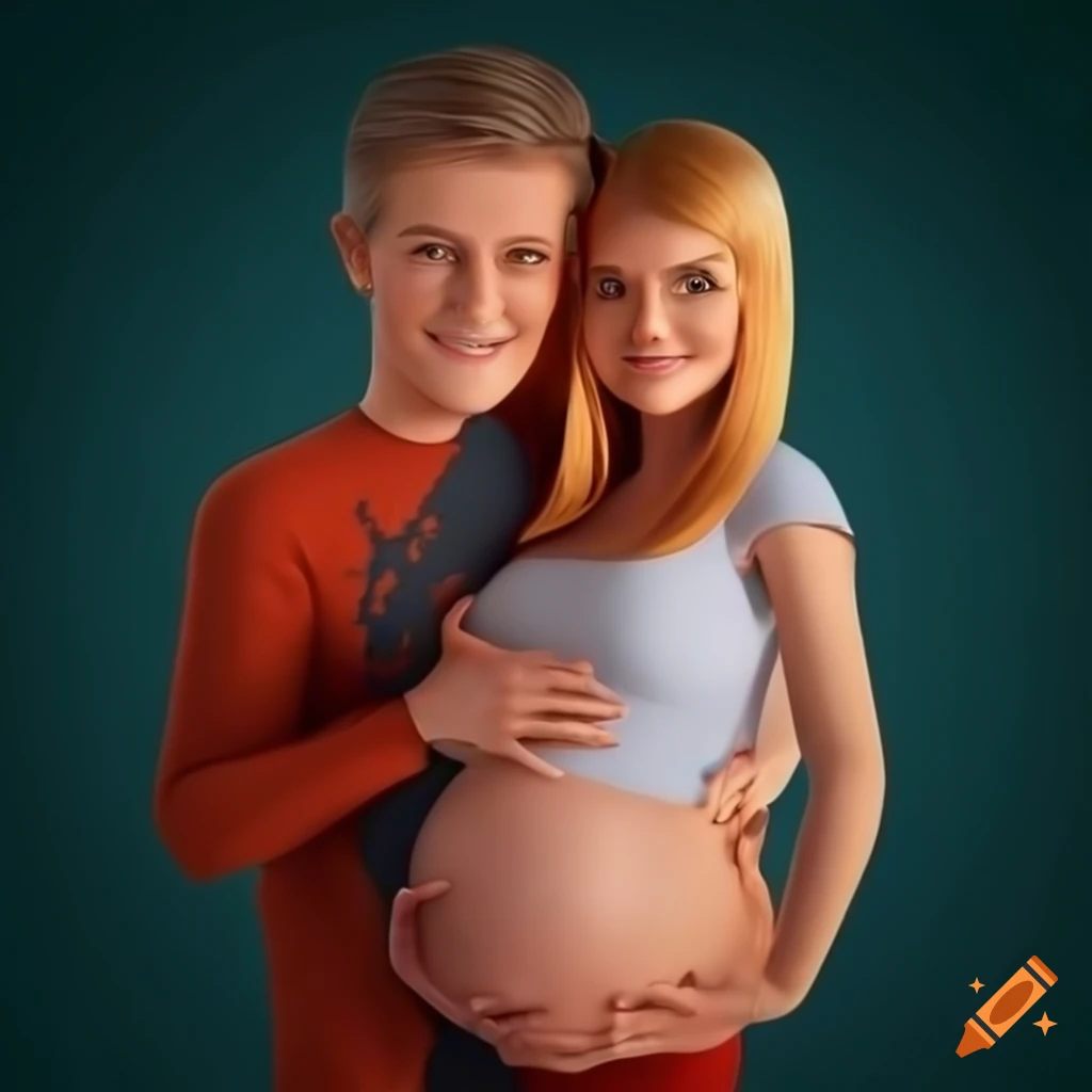 Illustrated Portrait Of A Joyful Pregnant Woman And Her Husband On Craiyon