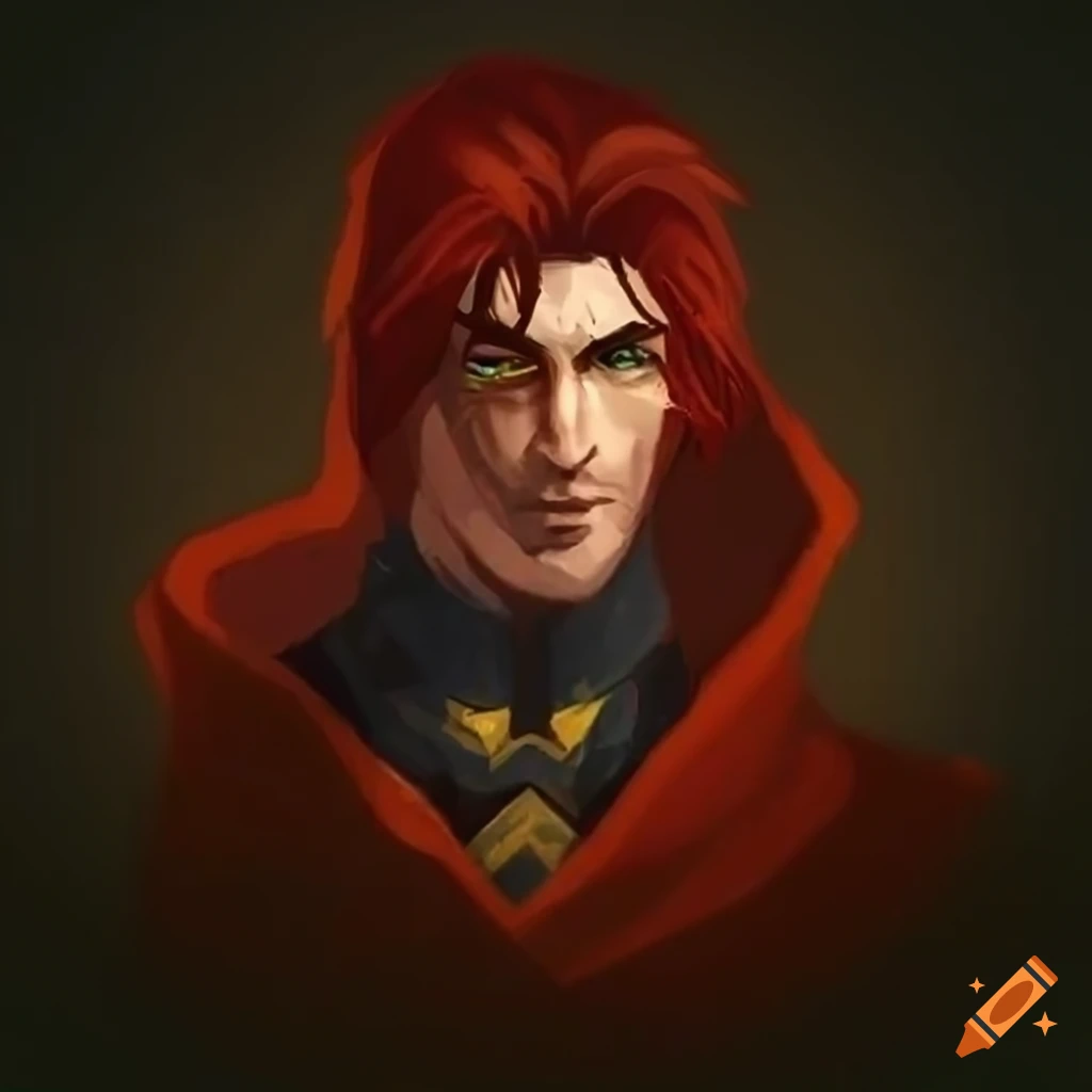 Young adult mage in red and brown robes on Craiyon