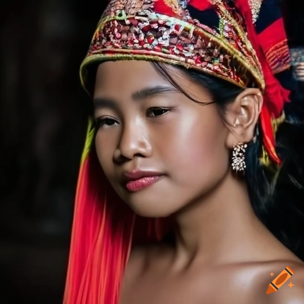 Beautiful young woman with striking features from the batak people on ...