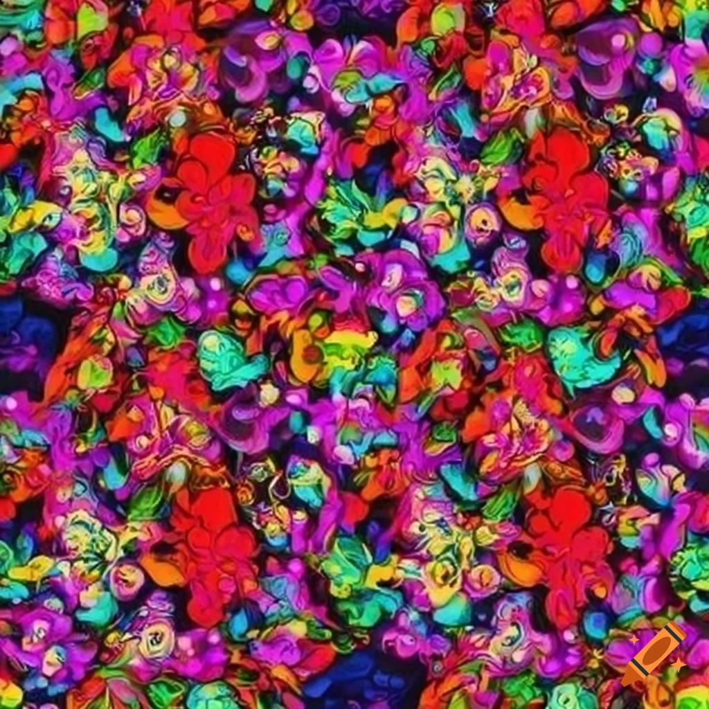 Colorful repeating floral pattern with vibrant flowers on Craiyon
