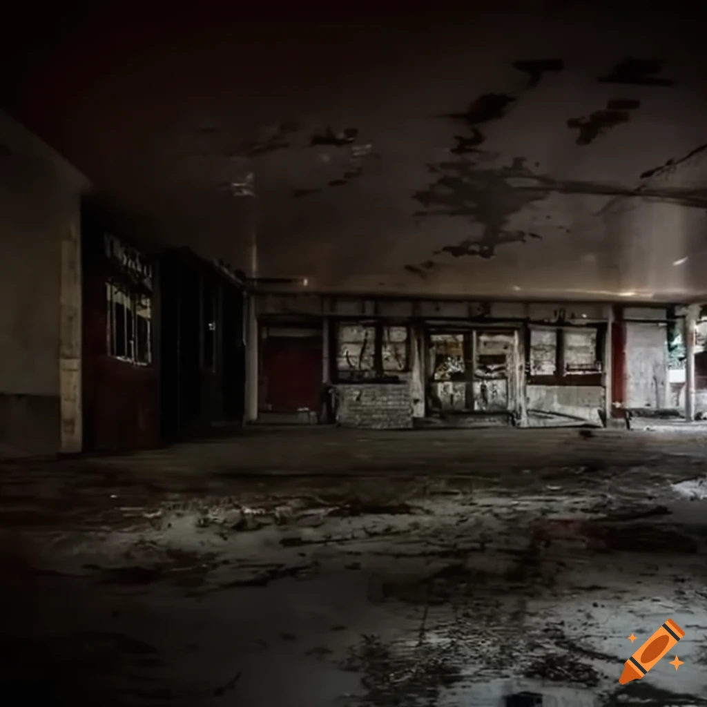 Abandoned stores in a post-apocalyptic mall on Craiyon