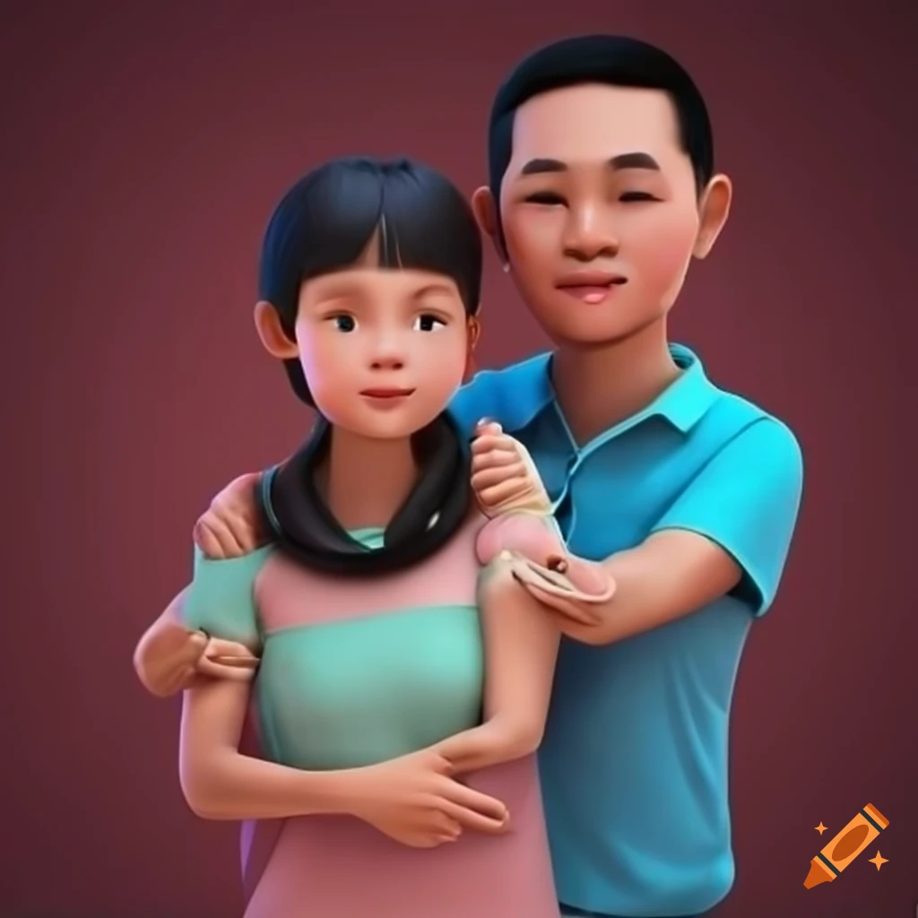 Cgi-like illustration of a thai family on Craiyon