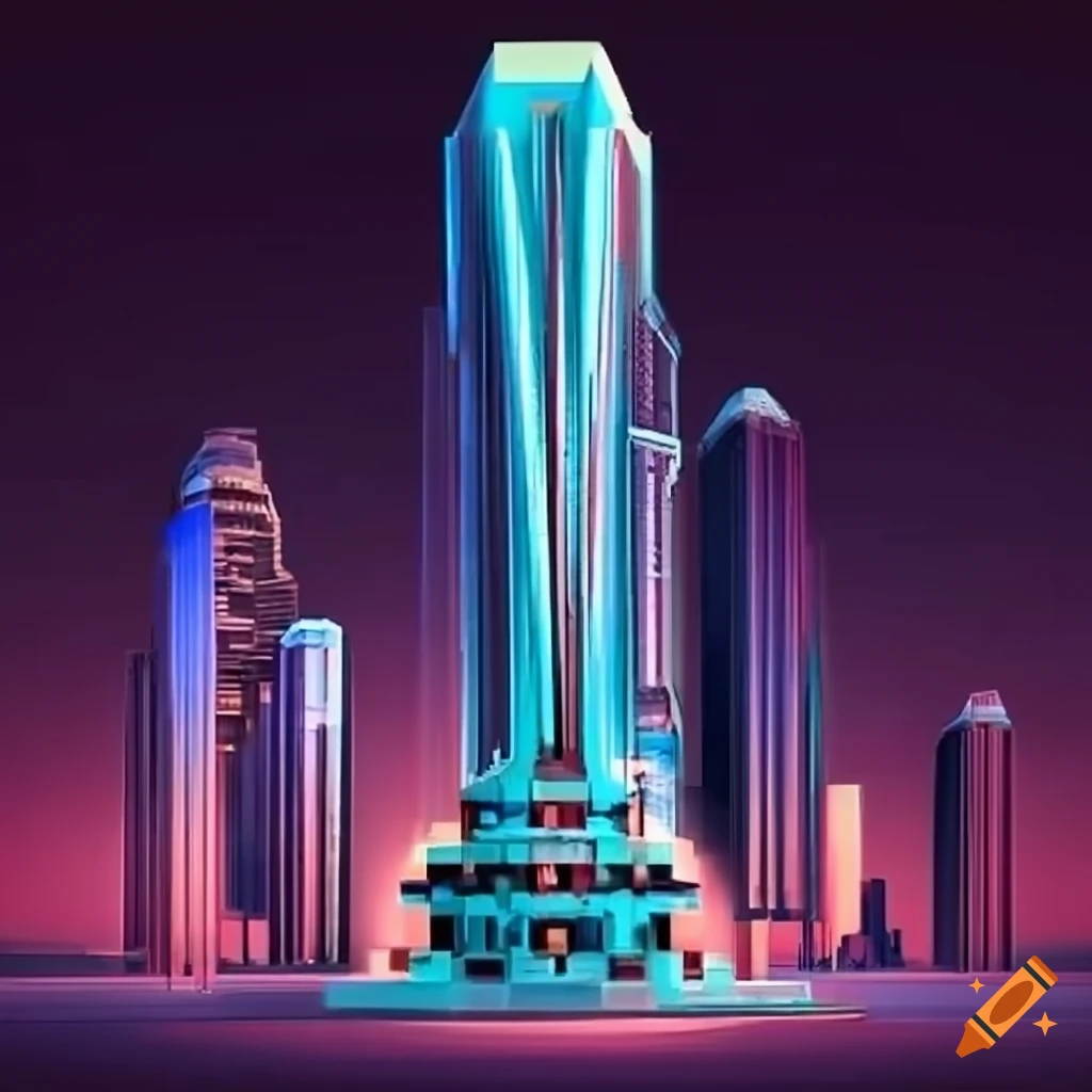 Photo-realistic cityscape with Art Deco and futuristic architecture on ...