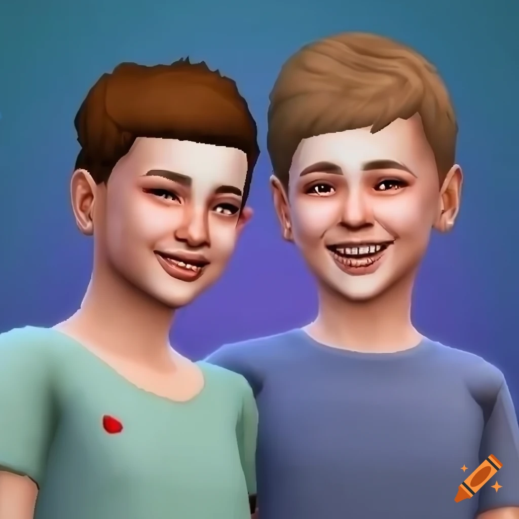 Sims 4 smiling brother and sister portrait on Craiyon