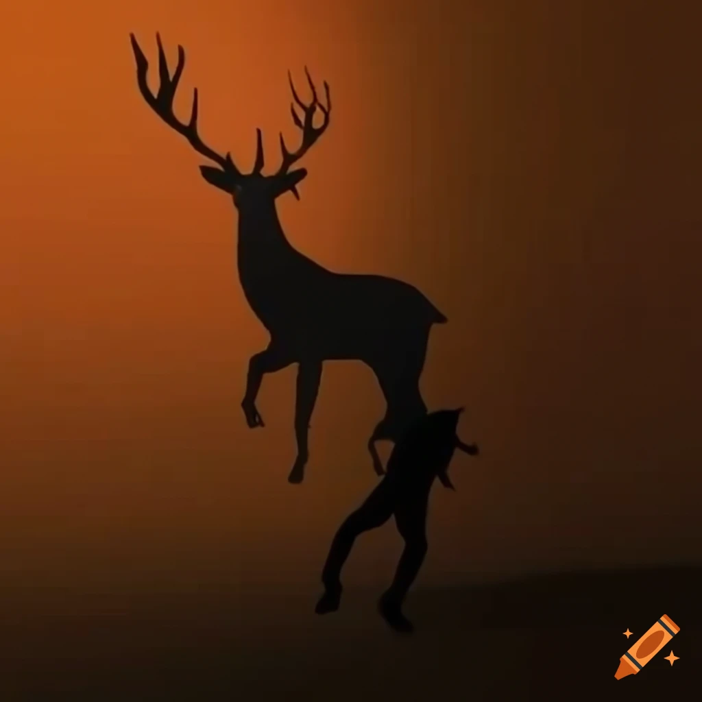 Man running with emerging deer shadow on Craiyon