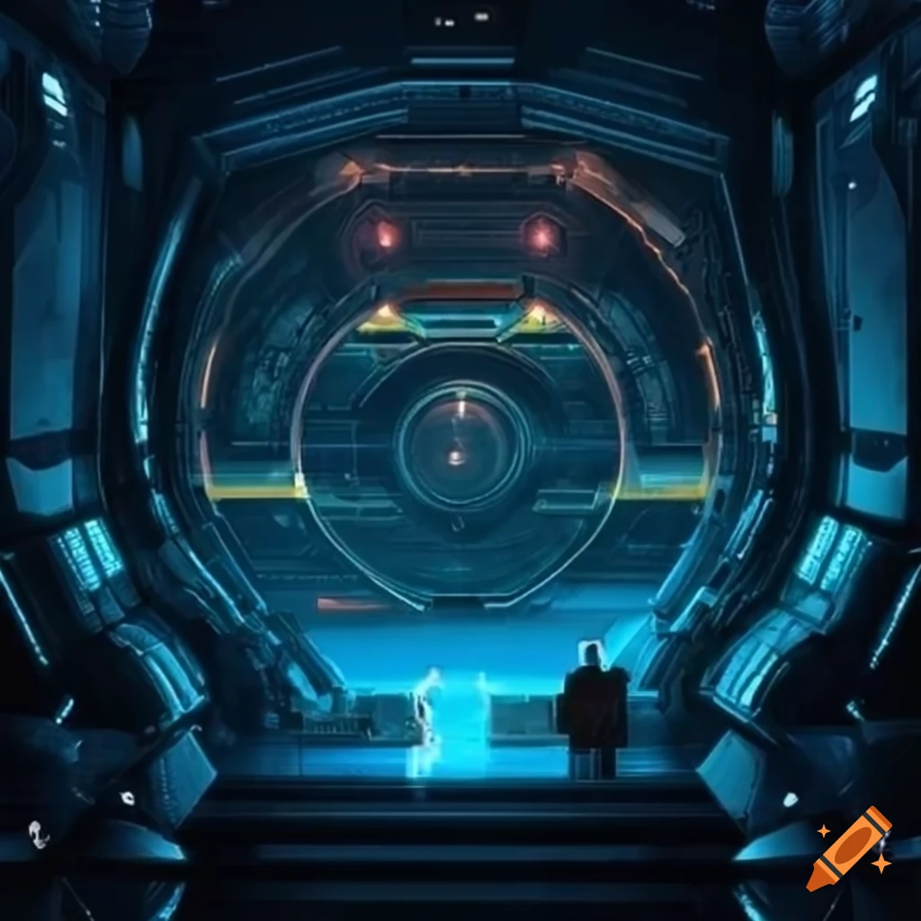 Sci-fi neon future tech space center on Craiyon