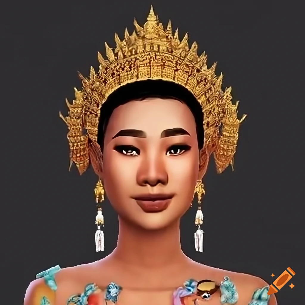 Illustration of a cambodian family in sims 5 style on Craiyon