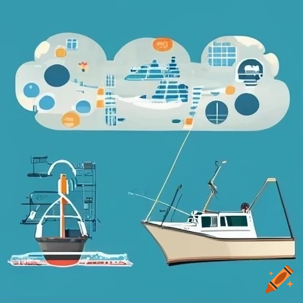 Technological infographic of ocean temperature data collection on ...
