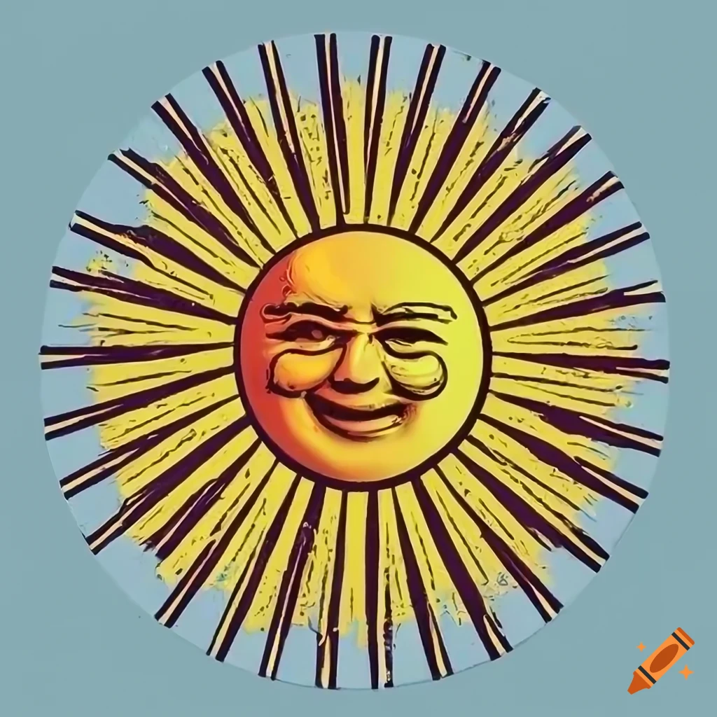 Smiling sun with rays in circle sticker art on Craiyon