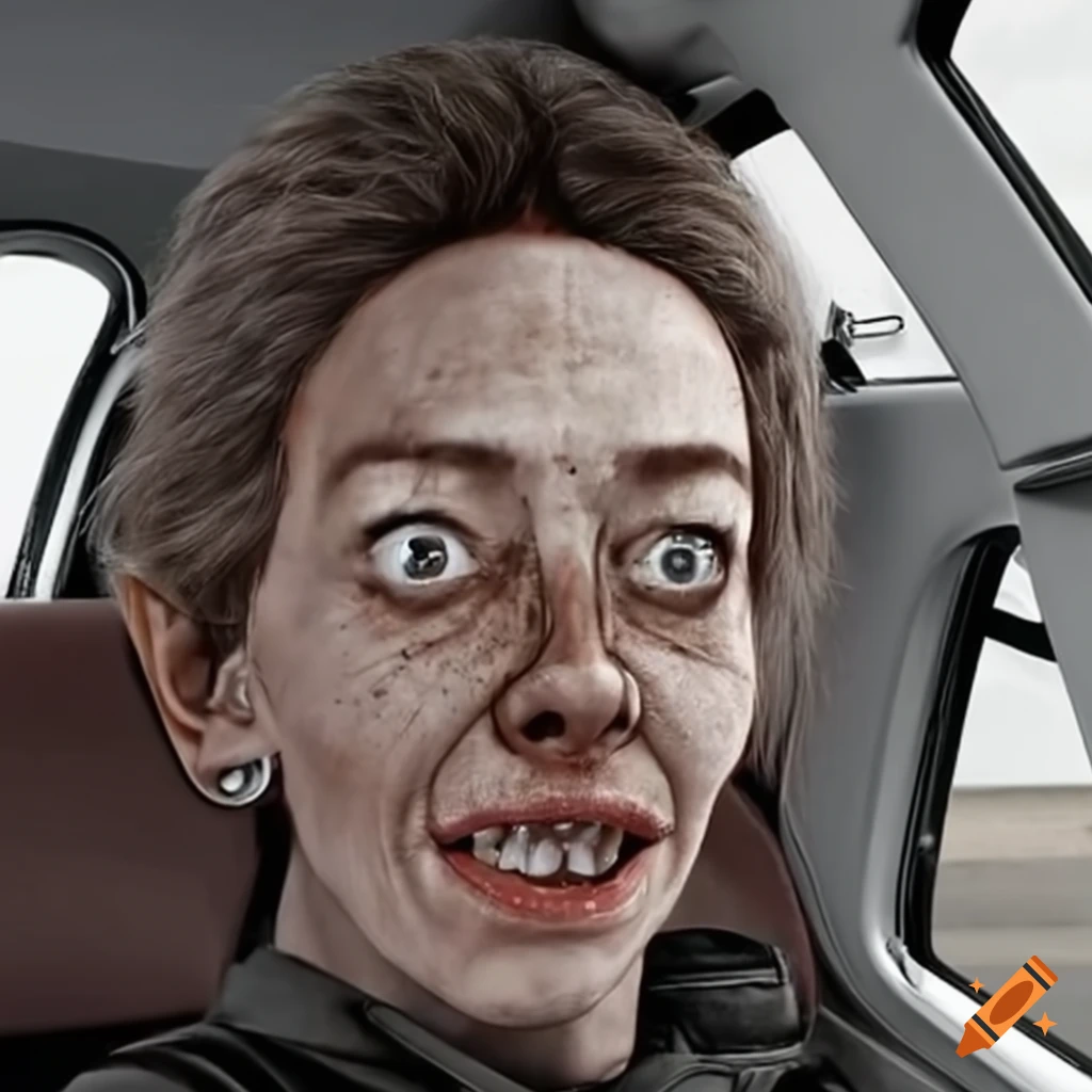 Realistic human transformed into a car on Craiyon