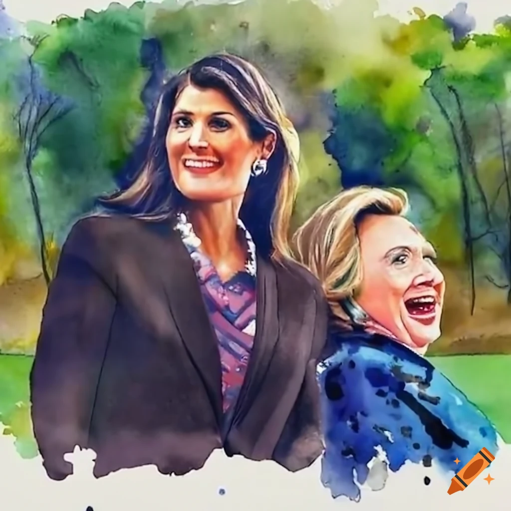 Nikki haley and hillary clinton at a golf course on Craiyon