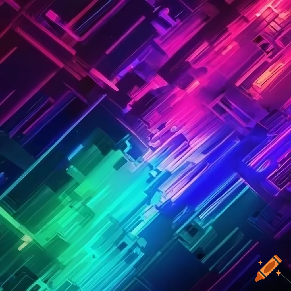 Abstract sci-fi wallpaper with neon colors on Craiyon