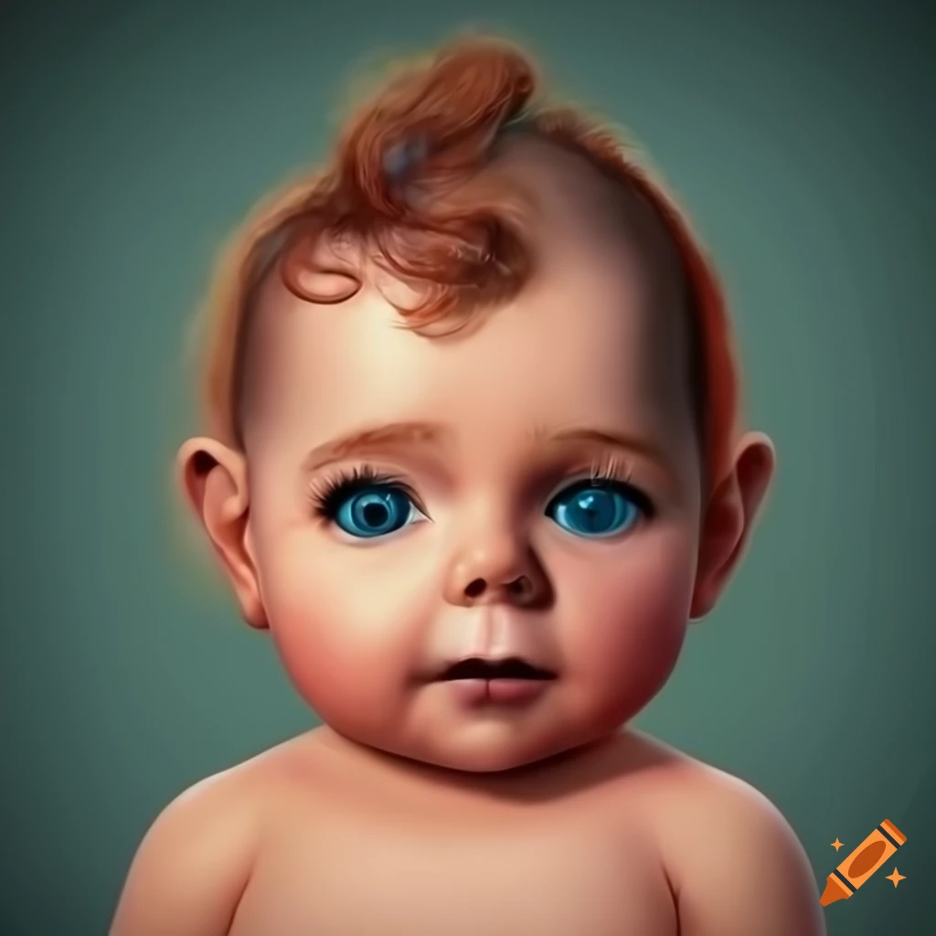 Cgi illustration-like painting of a baby portrait on Craiyon