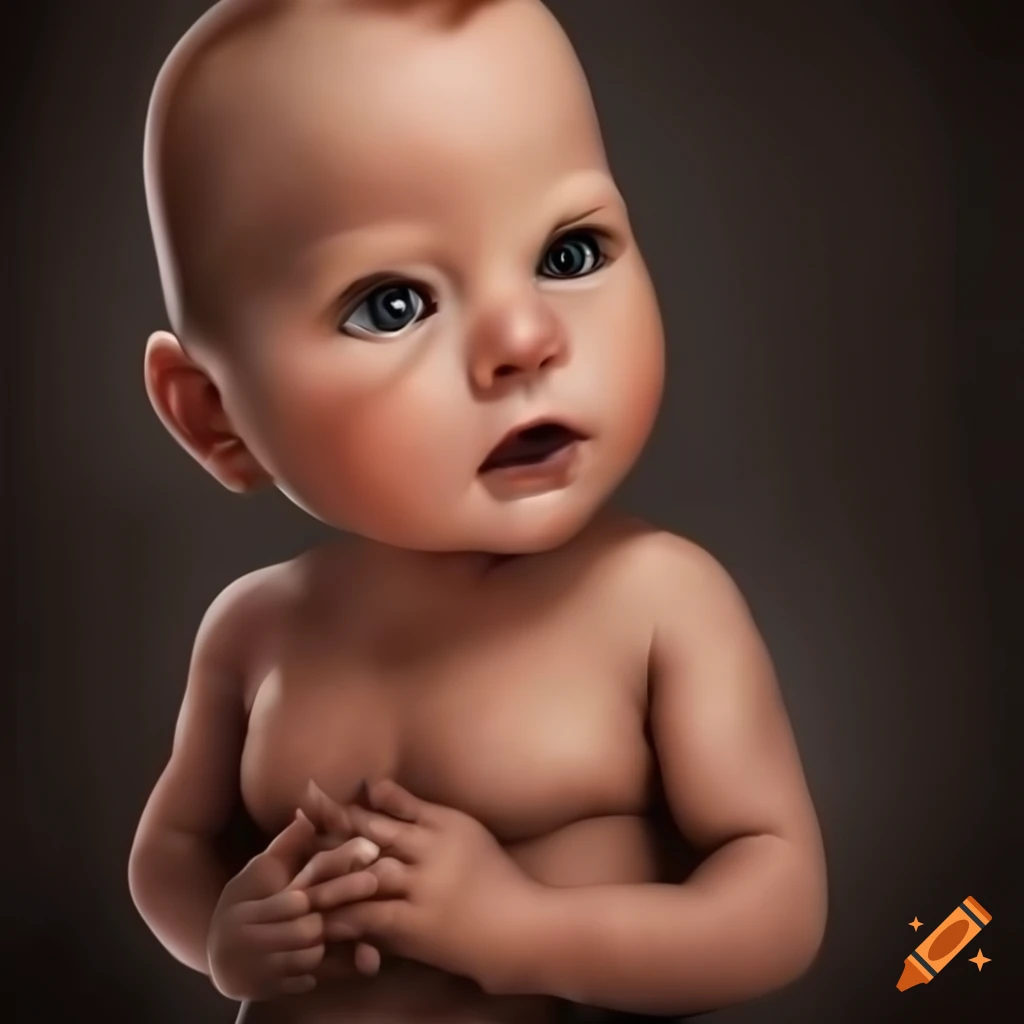 Cgi illustration-like painting of a baby portrait on Craiyon
