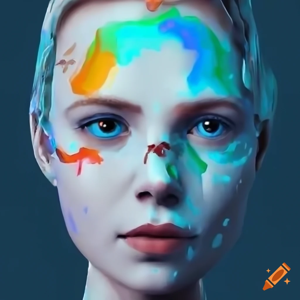 Ai face rendering with data background on Craiyon