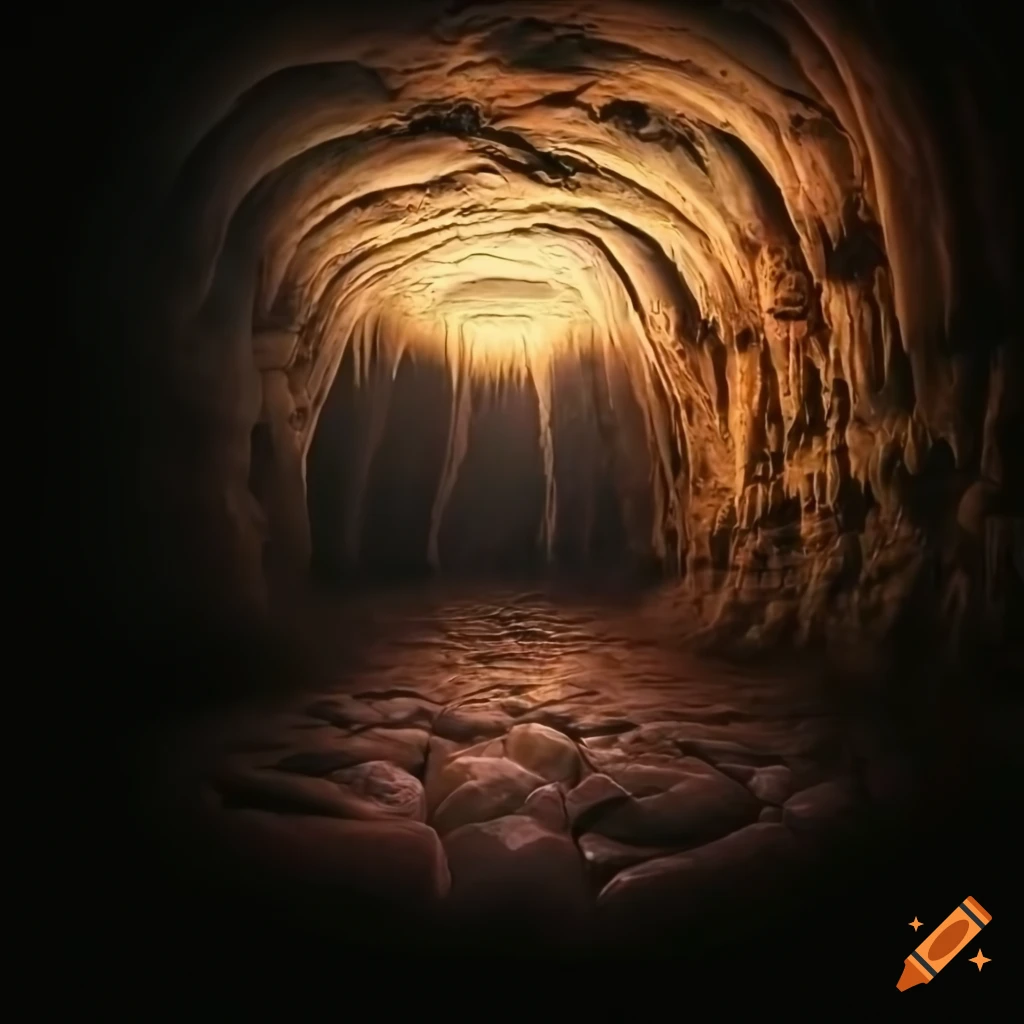 Secret cave with abundant light on Craiyon