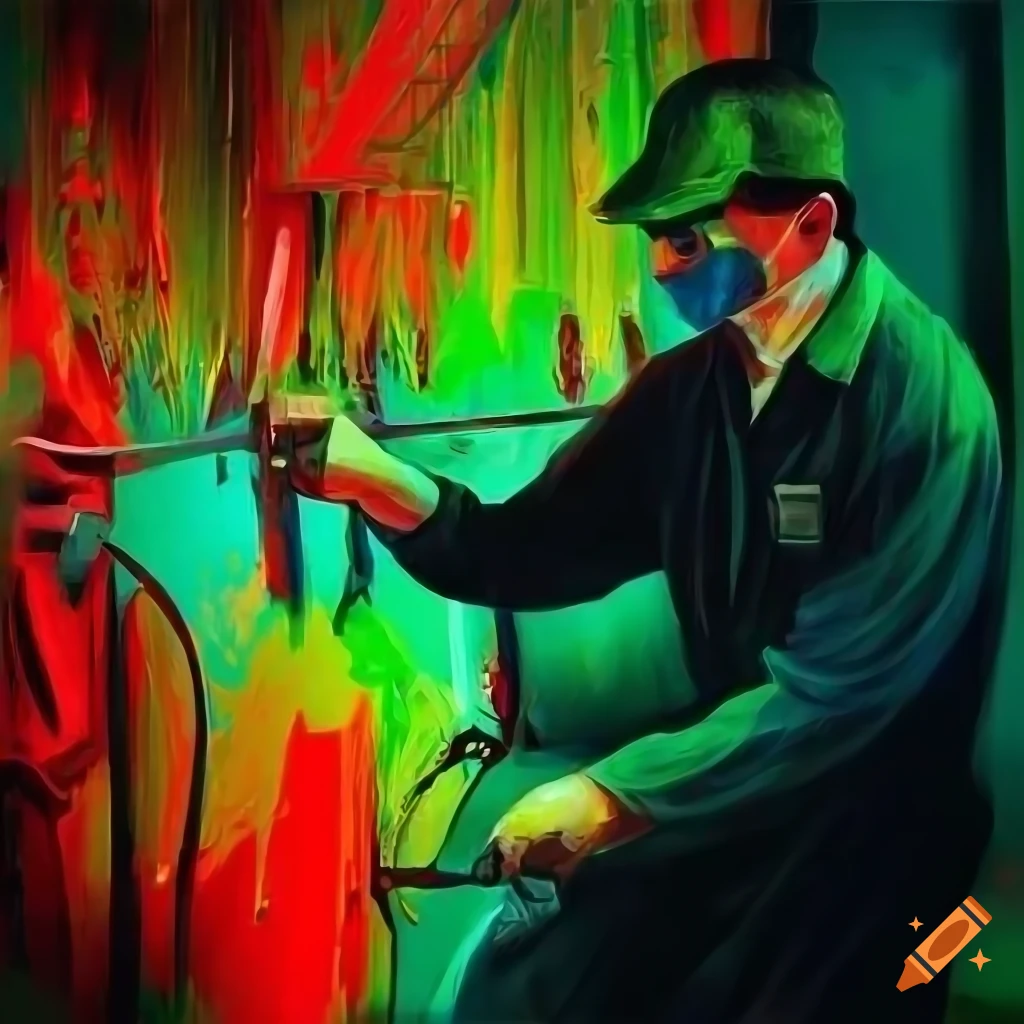 Plumber at work in a surreal and colorful 4k wallpaper art on Craiyon